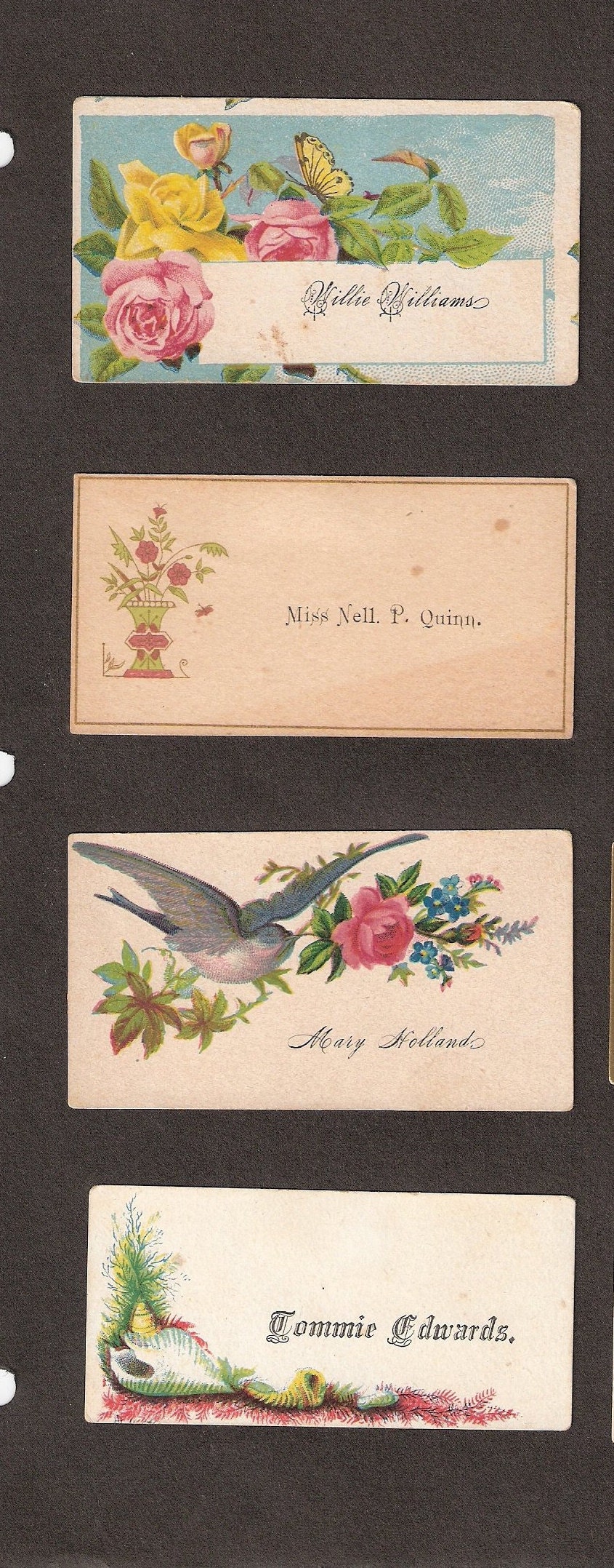 Estate Find of Eight Victorian Calling Cards, Sheet of Beautiful ...