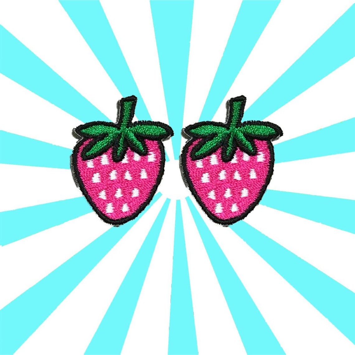 2 of mini strawberry iron on patches | Etsy