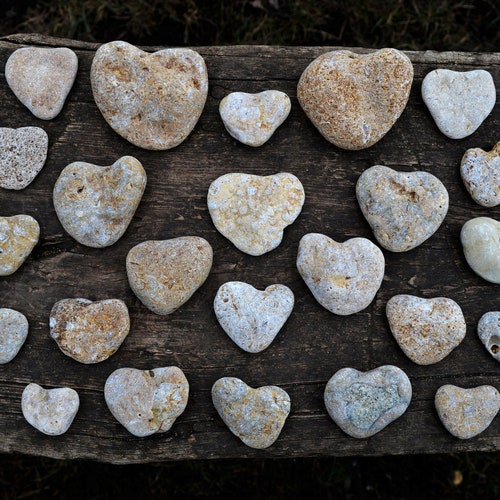50 Big Love Stones Natural Heart Shaped Sea Rocks Beach | Etsy