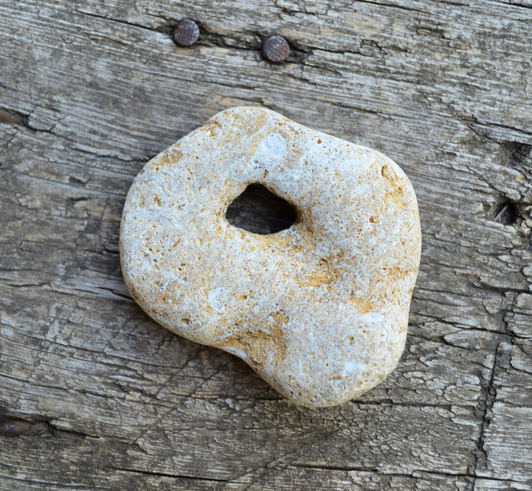Large Holey Pebble, Naturally Formed Hag Stone, Wiccan Decor, Faery ...