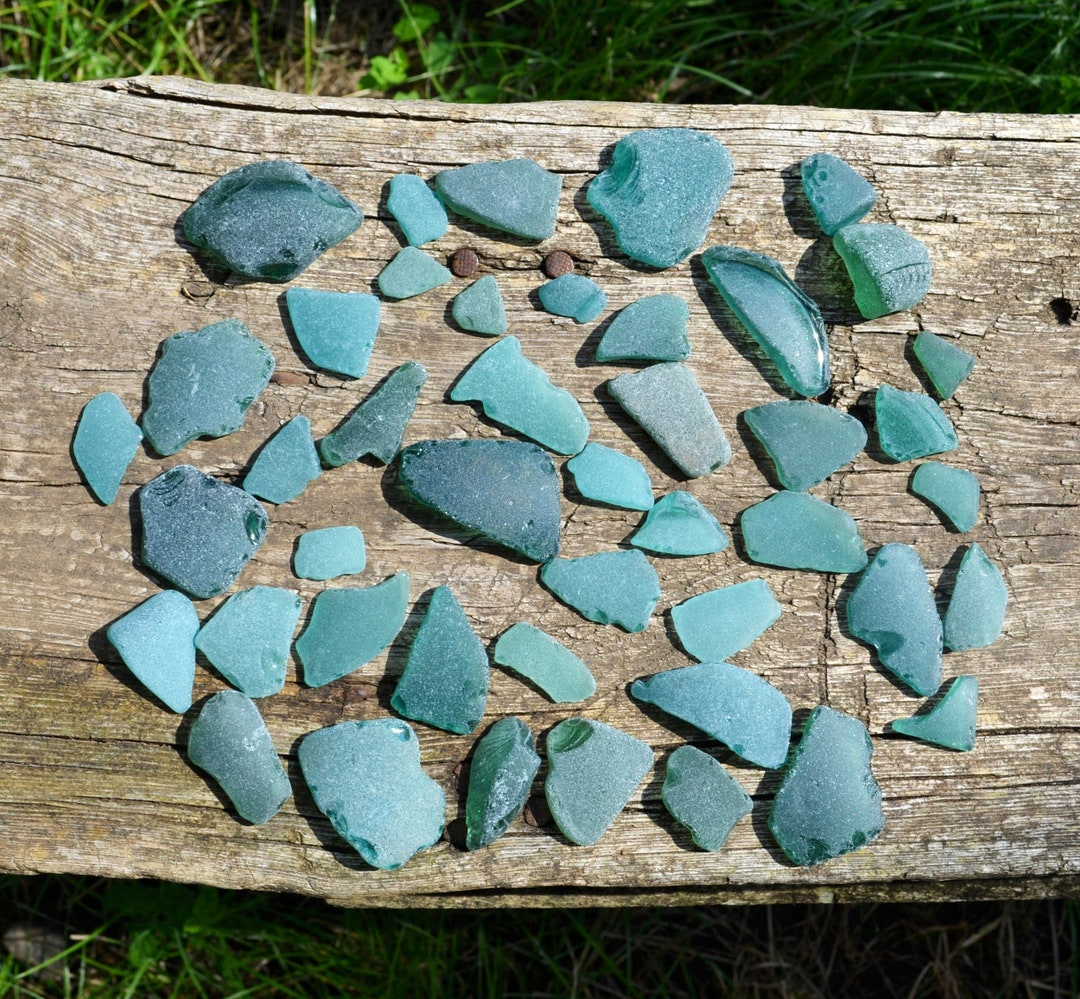 Teal Sea Glass, Deep Turquoise Beach Glass, Craft Supplies, Ocean Decor ...