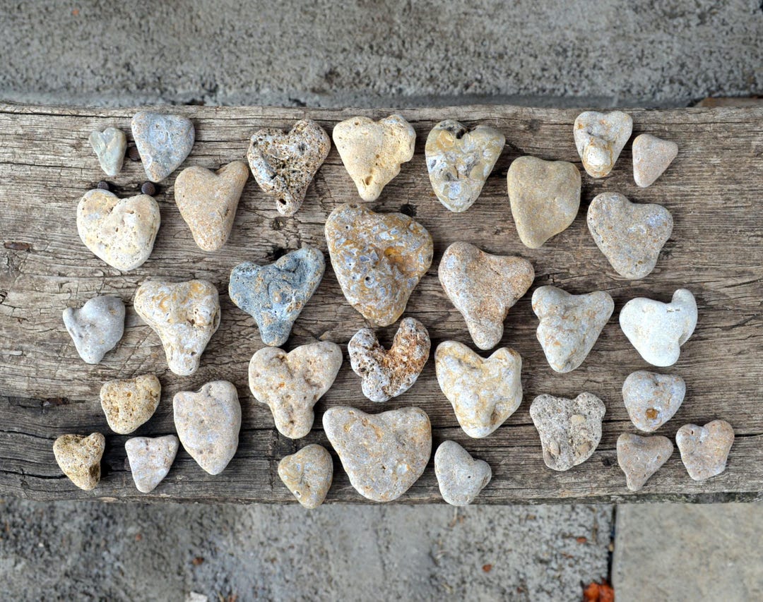 Heart Shaped Pebbles, Sea Rocks, Beach Wedding Decor, Craft Supply ...