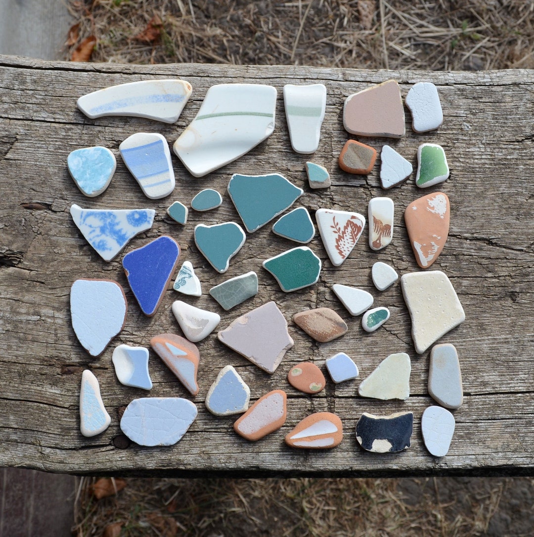 Beach Tiles Set Old Beach Ceramics Sea Pottery Pieces Beach - Etsy