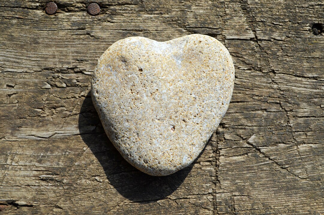 Medium Size Heart Pebble, Natural Stone Heart, Ocean Lover Gift, Heart ...