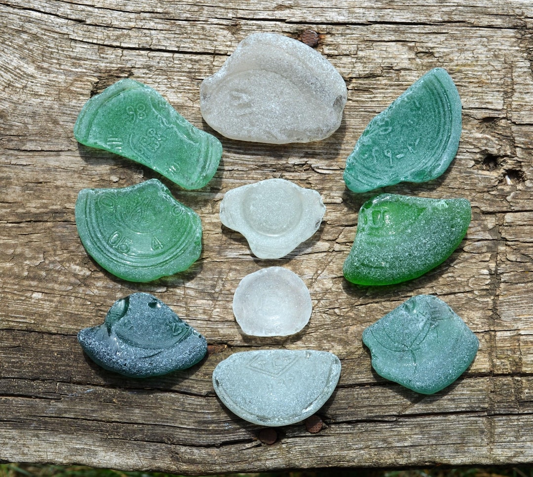 Bottle Bottoms Set, Vintage Glass Shards, Rustic Decor, Housewarming ...