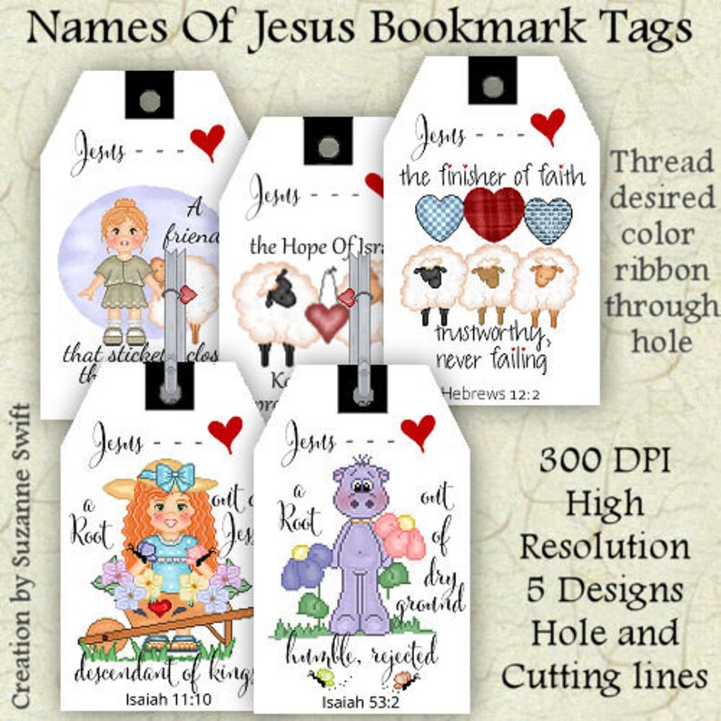 Names of Jesus Bookmark Tags Printable Bookmarks Christian - Etsy