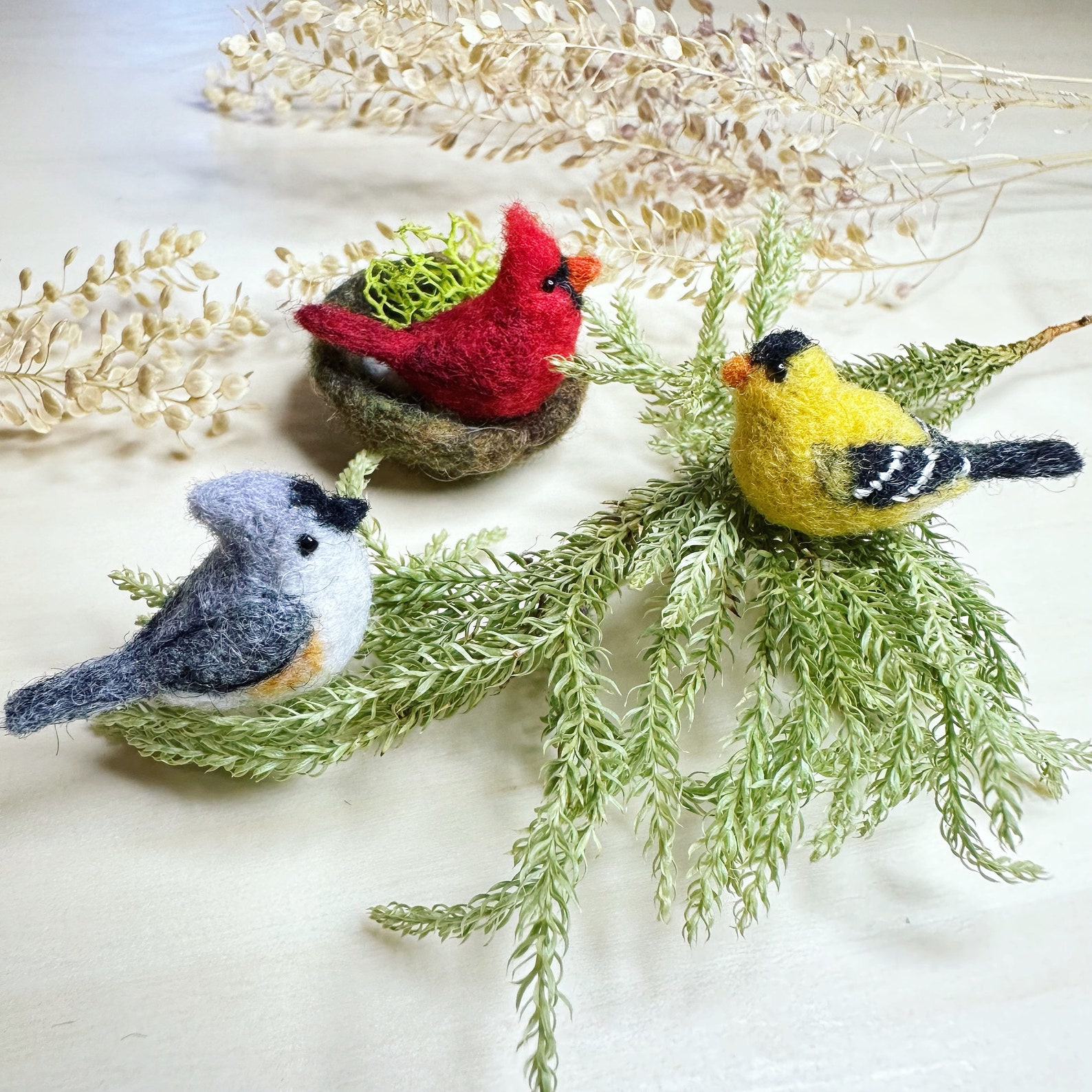 Tiny Cardinal Bird - Felted Bird - Made to Order - Felted Bird - Male ...