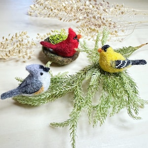 Tiny Cardinal Bird - Felted Bird - Made to Order - Felted Bird - Male ...