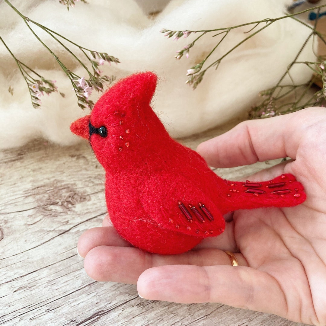 Made to Order Male Cardinal Bird Felted and Embroidered - Etsy