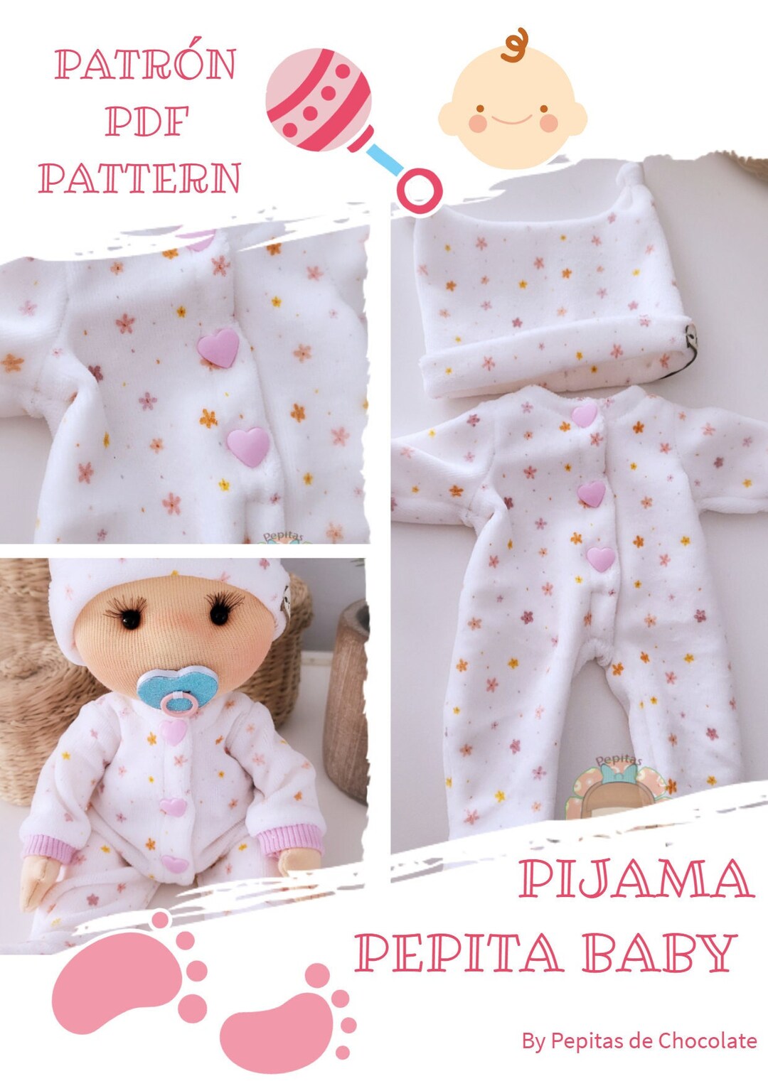 Patrón pijama para Pepita Baby 27 cm / Pajama pattern for Pepita Baby ...