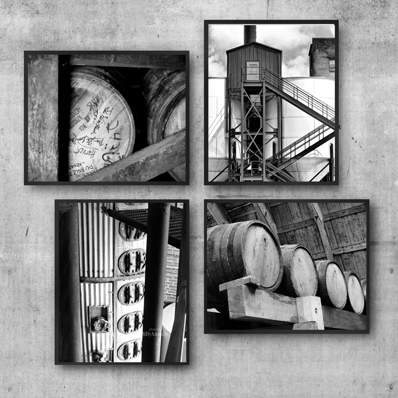 Bourbon Distillery Bar Art Print Set Bar Decor Masculine - Etsy