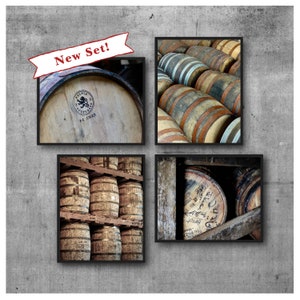 Bourbon Barrels Bar Art Print Set Masculine Wall Art Decor - Etsy