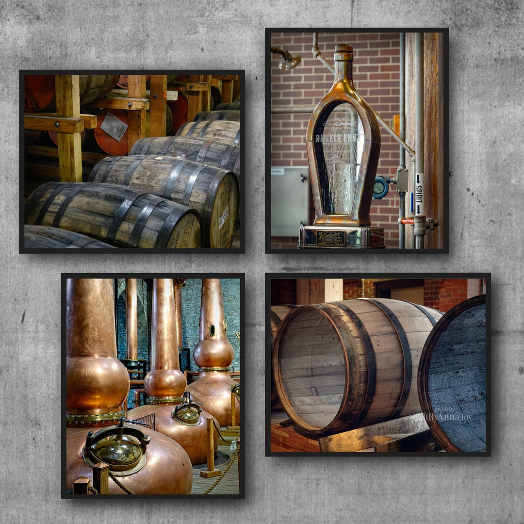Bourbon Distillery Bar Art Print Set, Gift for Groomsmen, Masculine ...