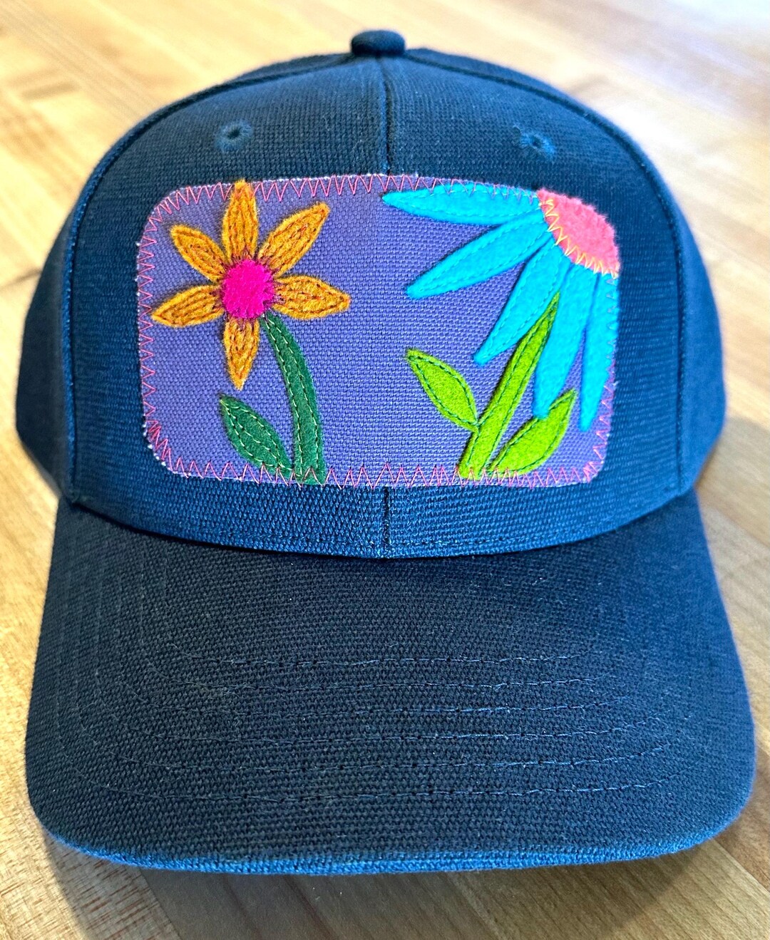 Flower Garden Blue Hemp Baseball Hat - Etsy