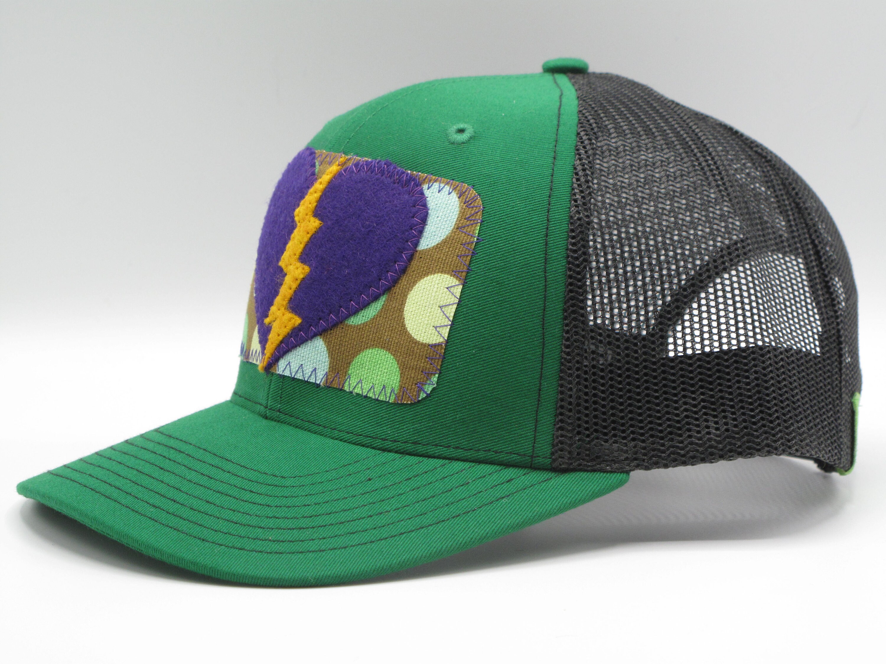Lightning Heart green trucker Hat/ Baseball Hat
