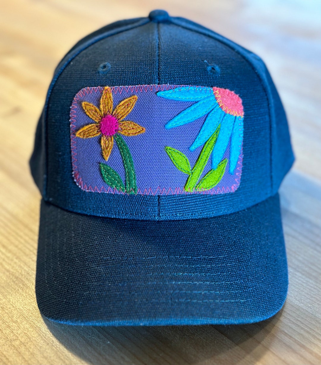 Flower Garden Blue Hemp Baseball Hat - Etsy