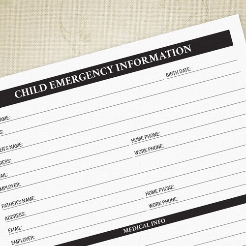 Emergency Contact Printable Form Employee Information - Etsy