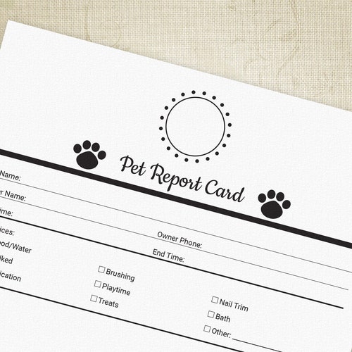 Pet Report Card Printable Form for Pet Businesses Report Card - Etsy