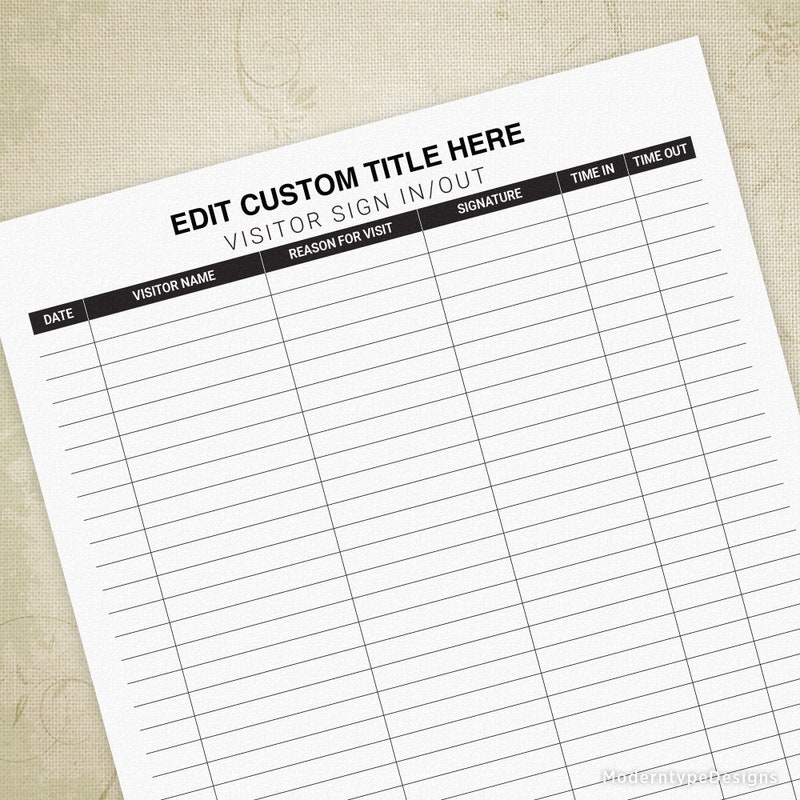 Check in Check Out Sheet - Etsy