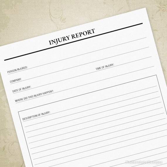 Company Injury Report Printable Incident Form First Aid Log - Etsy