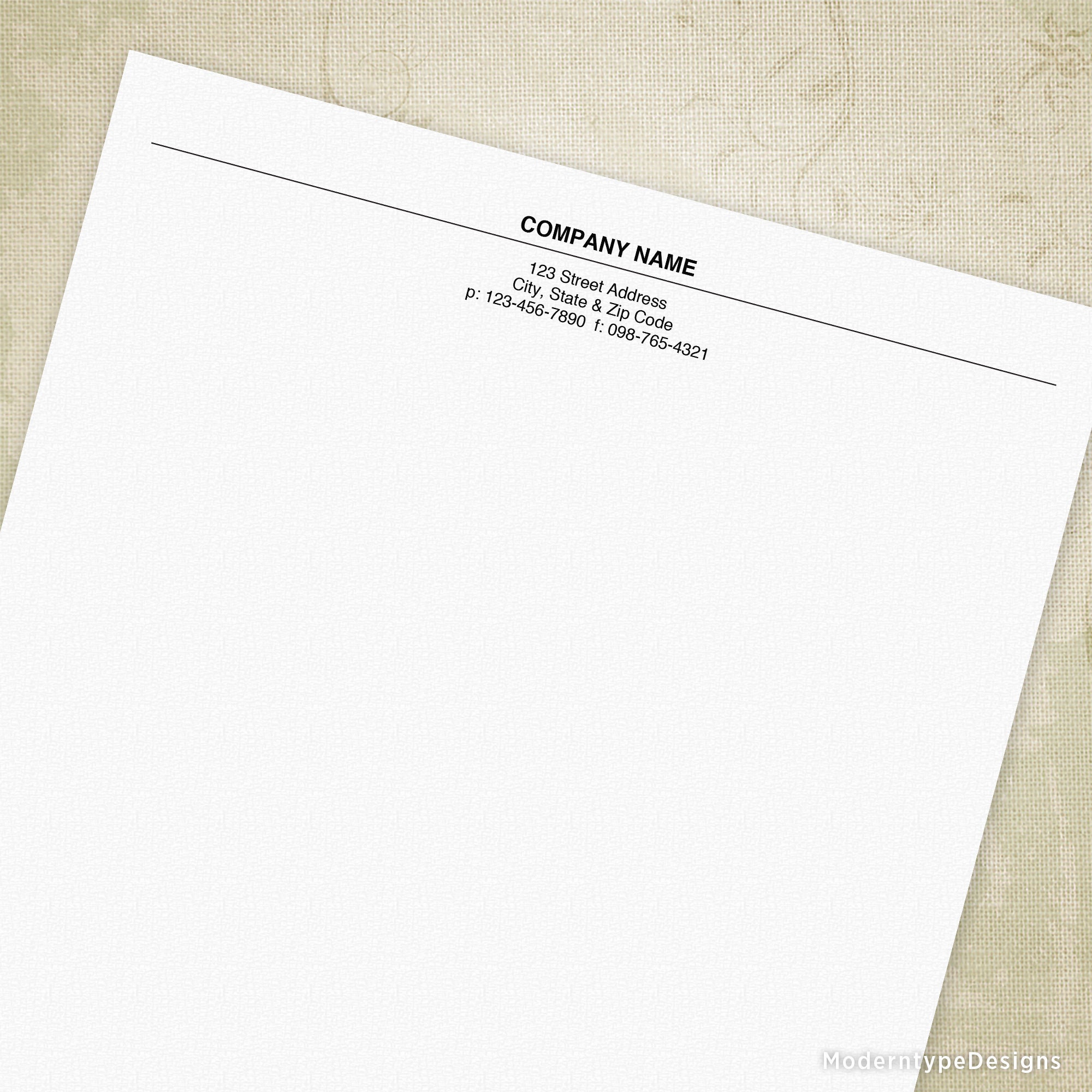 Letterhead Printable With a Simple Design, Editable Heading, Digital ...