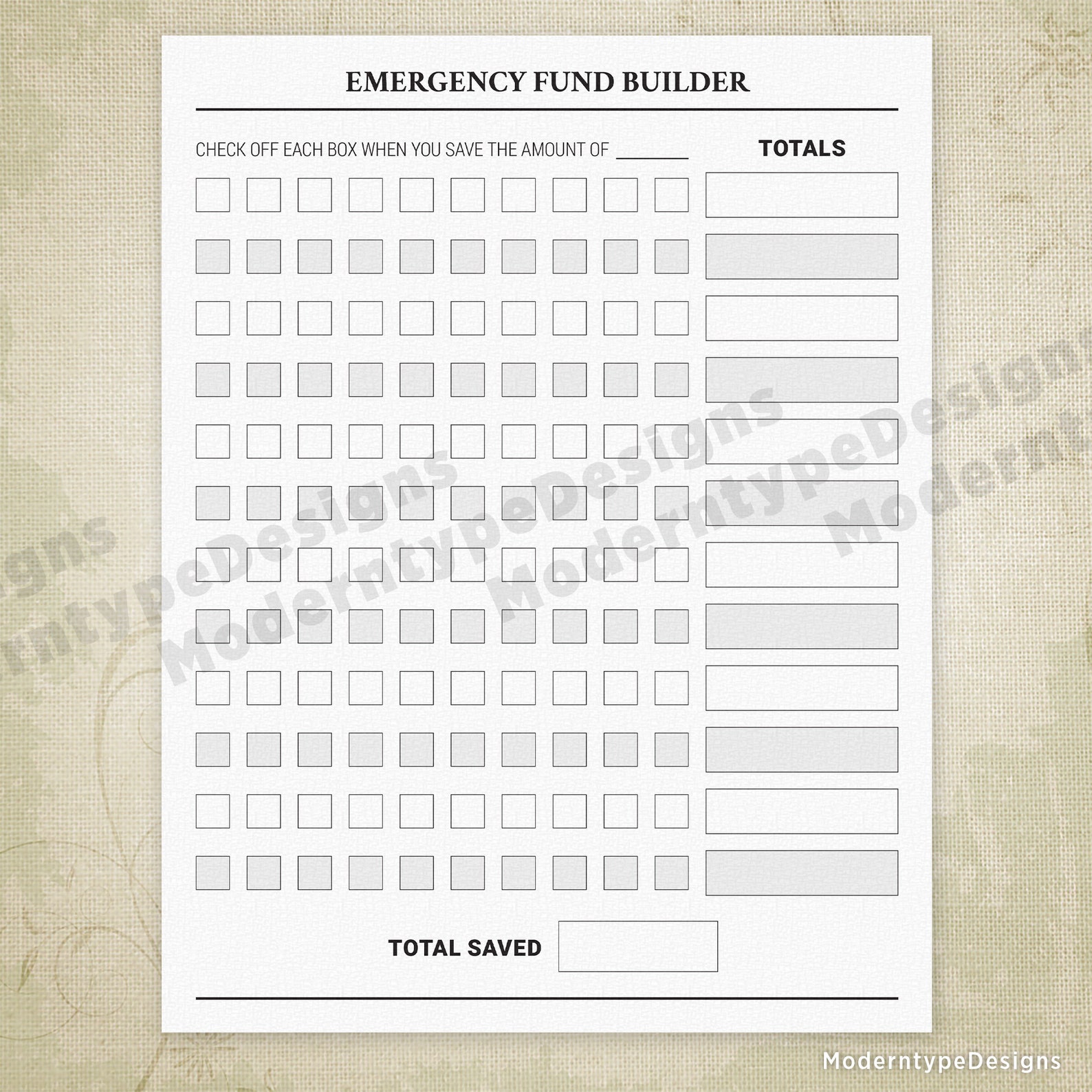 Emergency Fund Builder Printable Planner Form, Saving Money Tracker ...