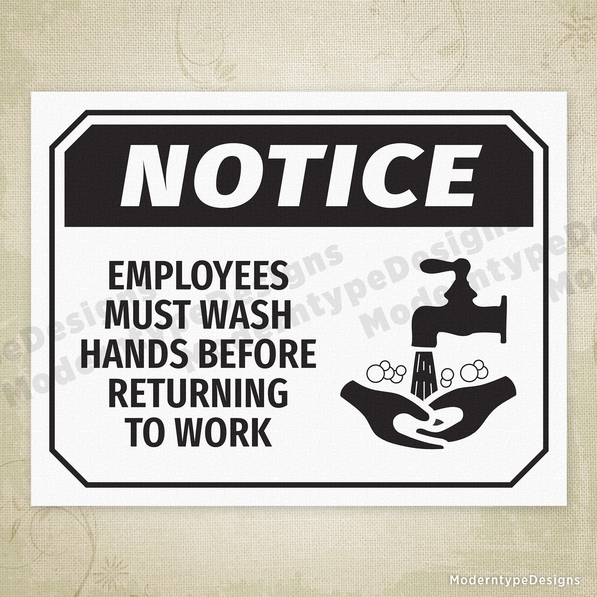 Employee Wash Hands Printable Sign, Bathroom Notice, Cleaning Poster ...