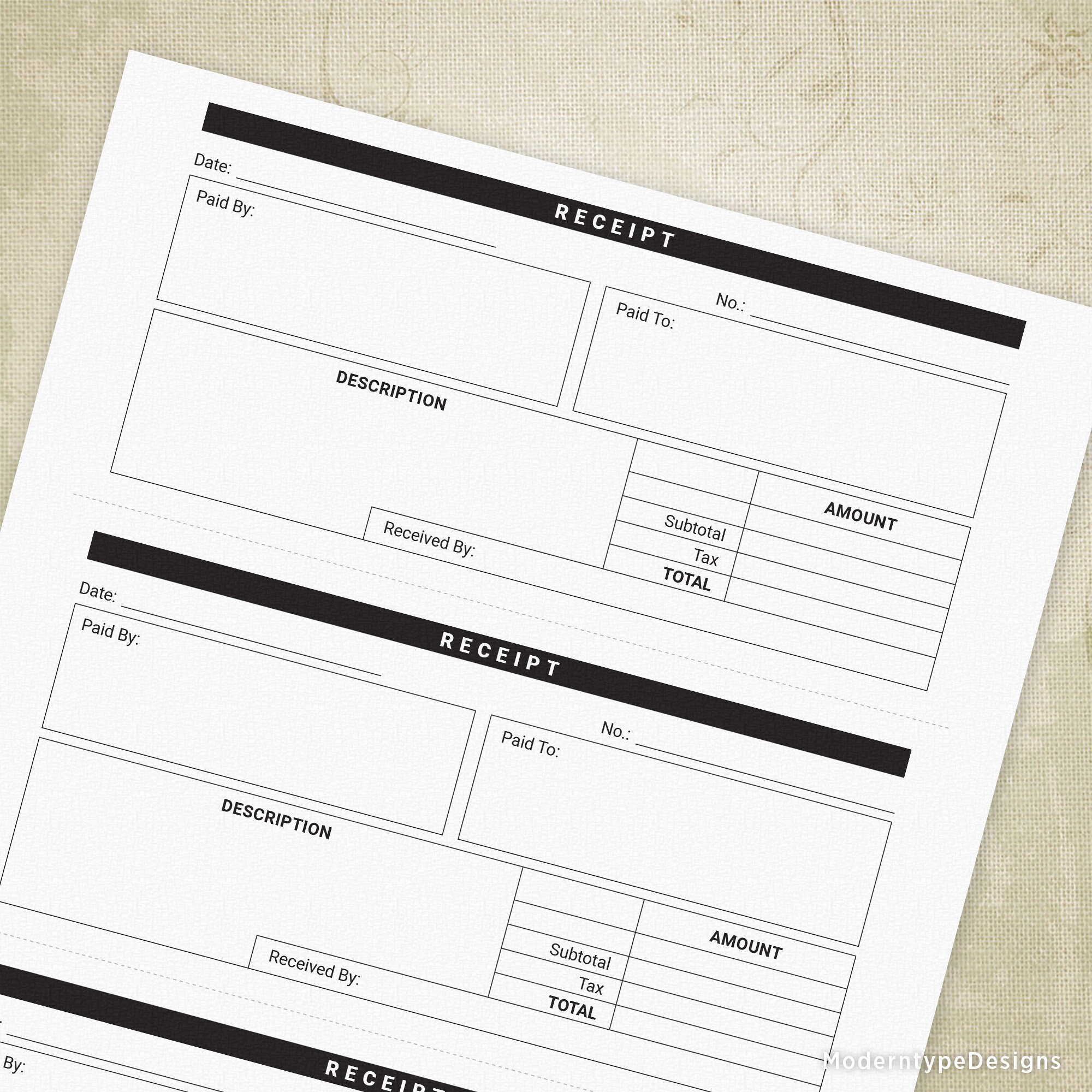 Three Receipts on One Sheet Printable, Cut Out Your Own Receipts, Proof ...
