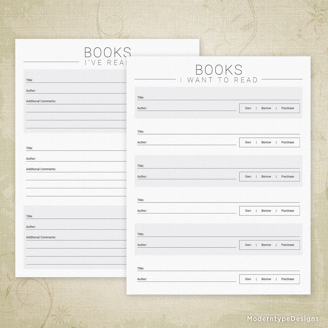 Books I've Read Printable, Books I Want to Read, Ereader List, Book ...