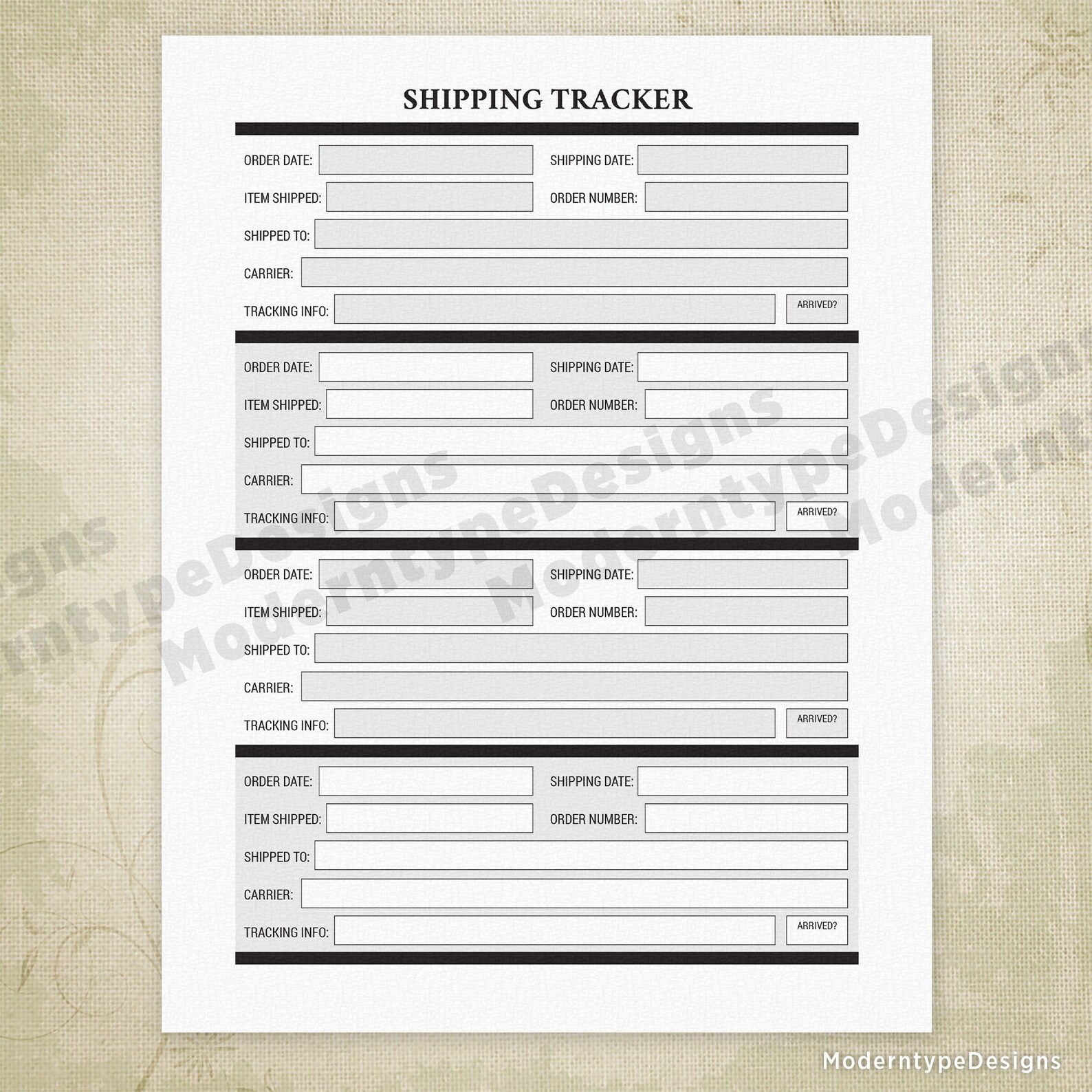 Shipping Tracker Log Printable Form, Package Tracker, Shipping Form ...