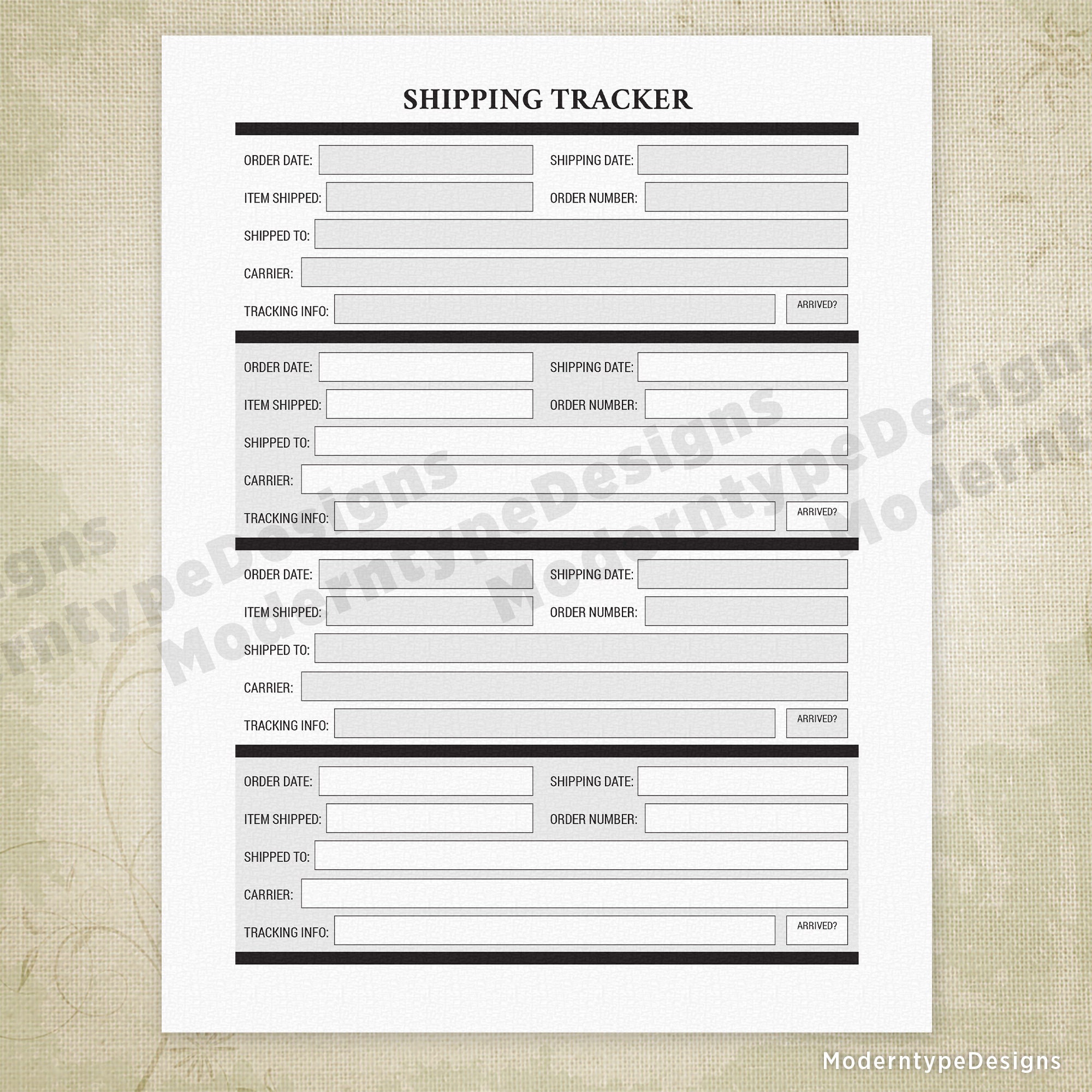 Shipping Tracker Log Printable Form, Package Tracker, Shipping Form ...