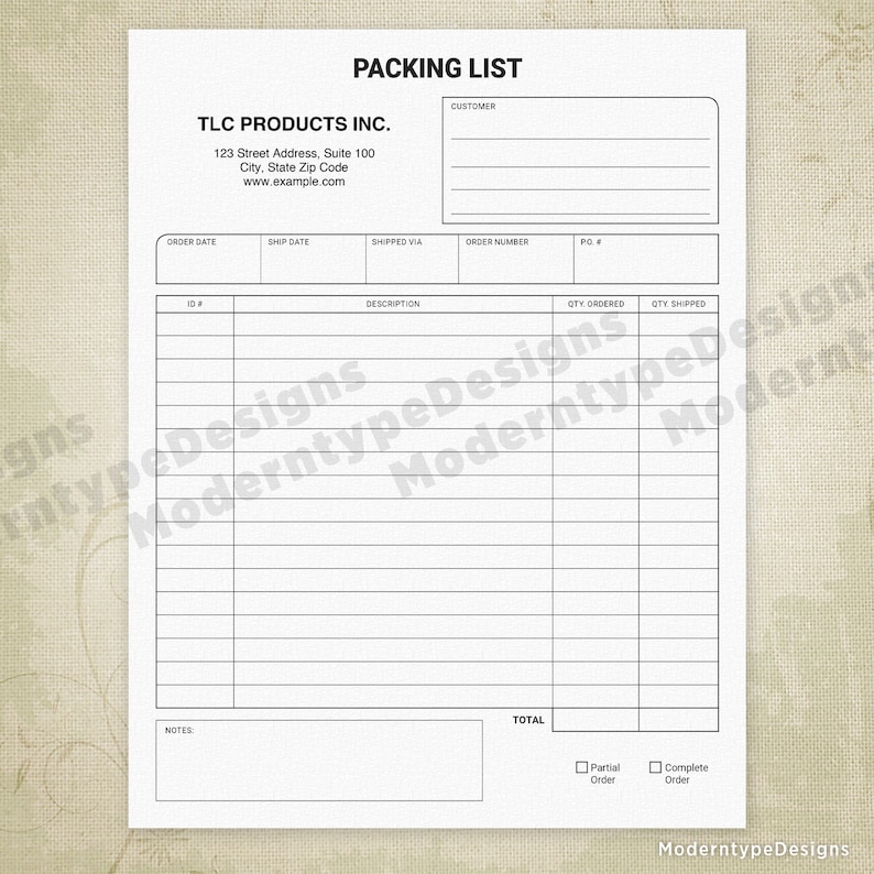Packing List Printable Form, Professional Slip, Delivery, Shipping ...