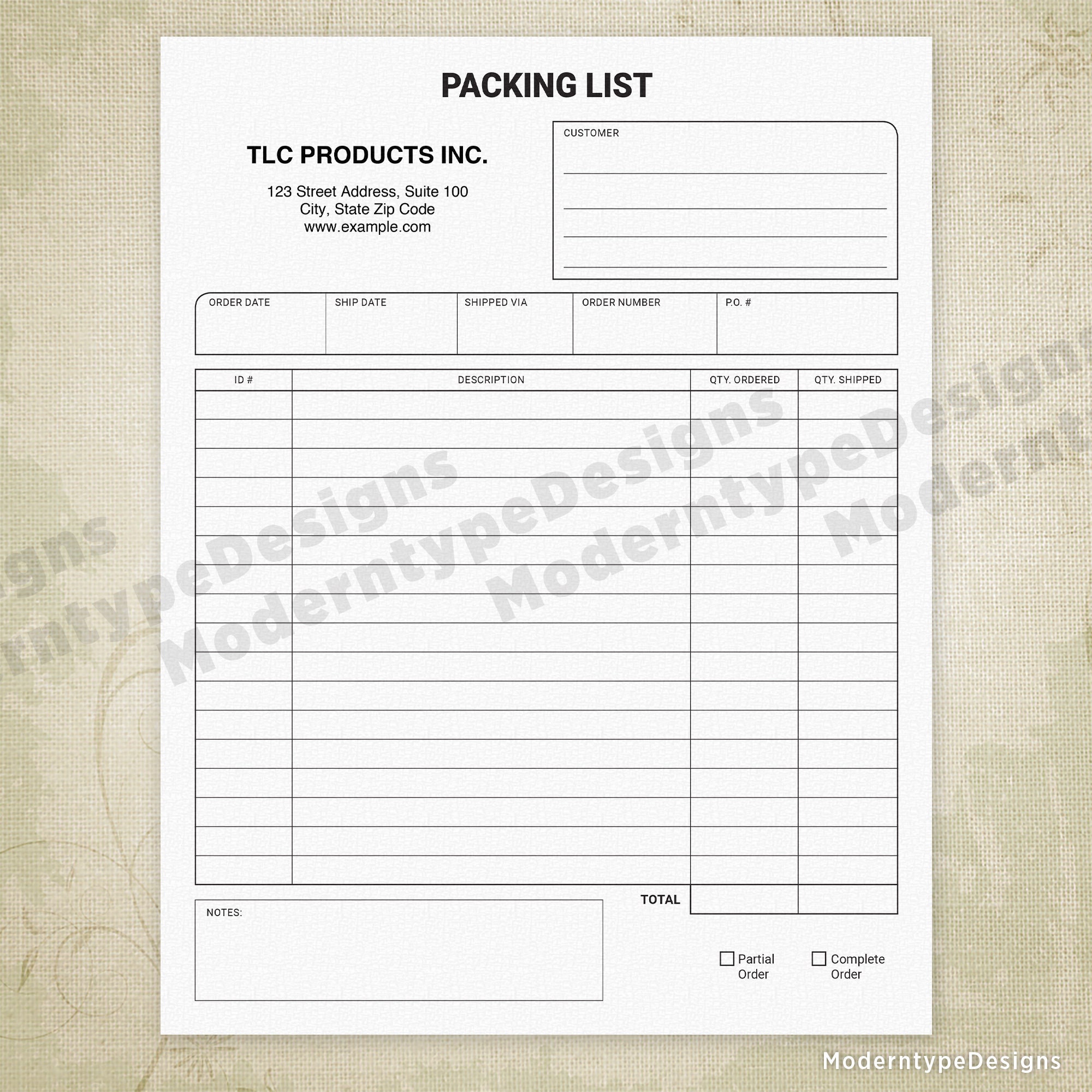 Packing List Printable Form, Professional Slip, Delivery, Shipping ...