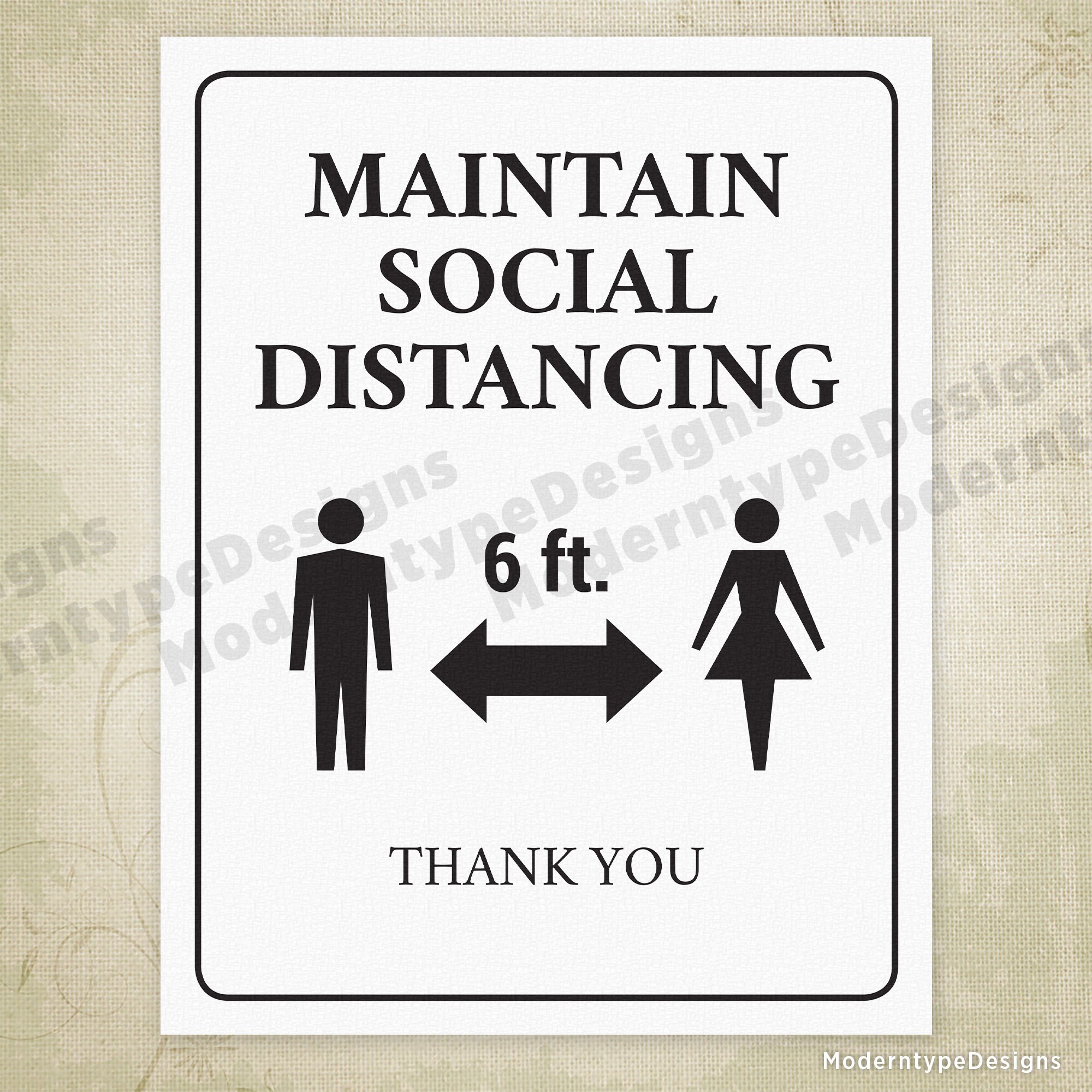 Maintain Social Distancing Printable Sign, 6ft Rule Poster, Practice ...