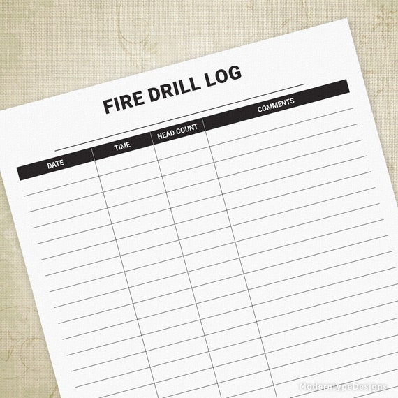 Business Fire Drill Log Printable Organization Daycare - Etsy