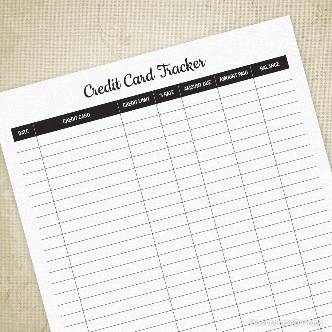 Credit Card Tracker Printable, Debt Saver, Bill Paying Log, Manage Bank ...