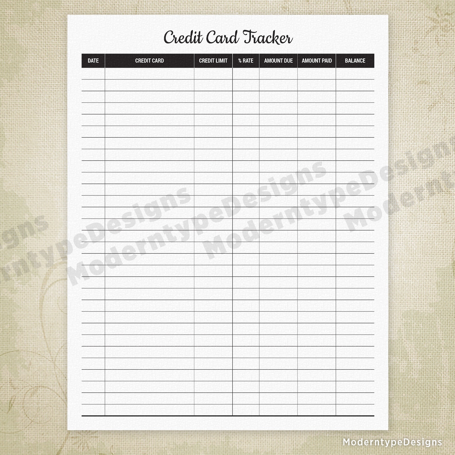 Credit Card Tracker Printable, Debt Saver, Bill Paying Log, Manage Bank ...