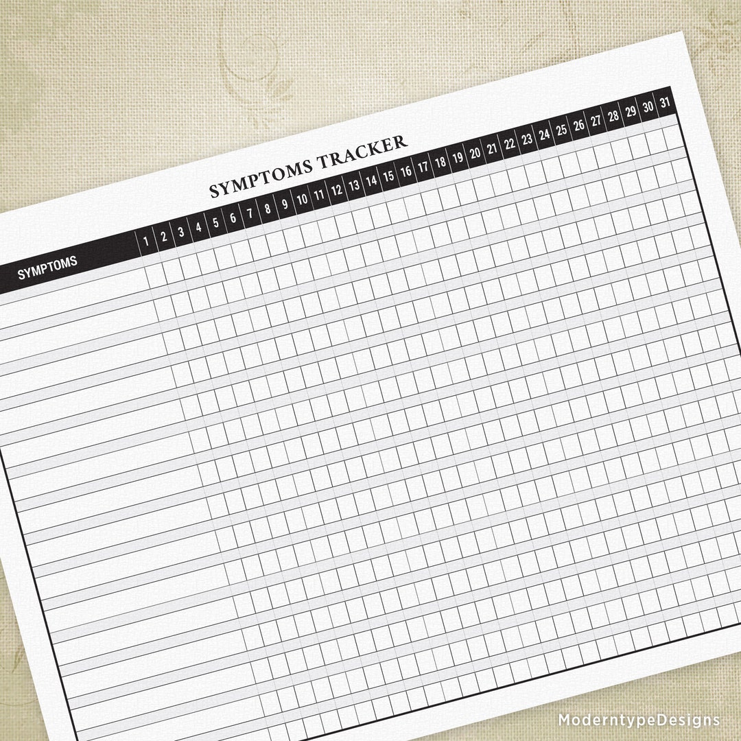Symptoms Tracker Printable Form, Wellness Log, Health Planner, Medical ...