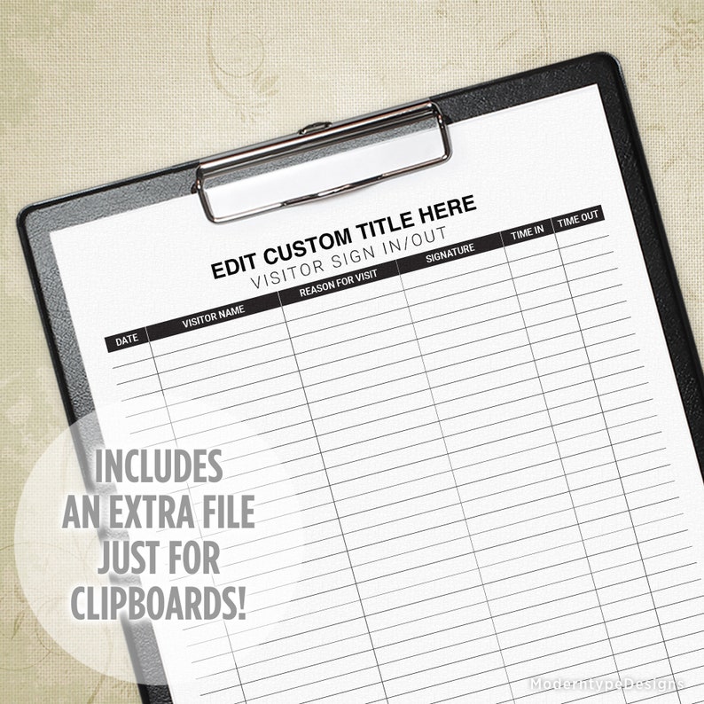 Event Sign in Sheet Printable, Sign Out Form, Signature List, Admission ...