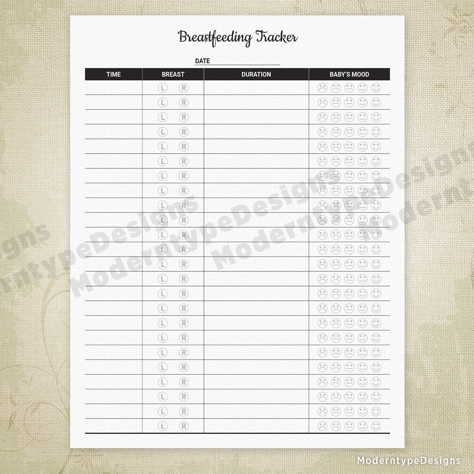 Breastfeeding Tracker Printable Sheet, Baby Feeding Log, Nursing ...