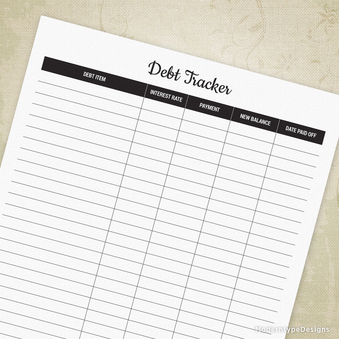 Debt Tracker Printable Sheet, Finance Log, Pay Bills Insert, Cash ...