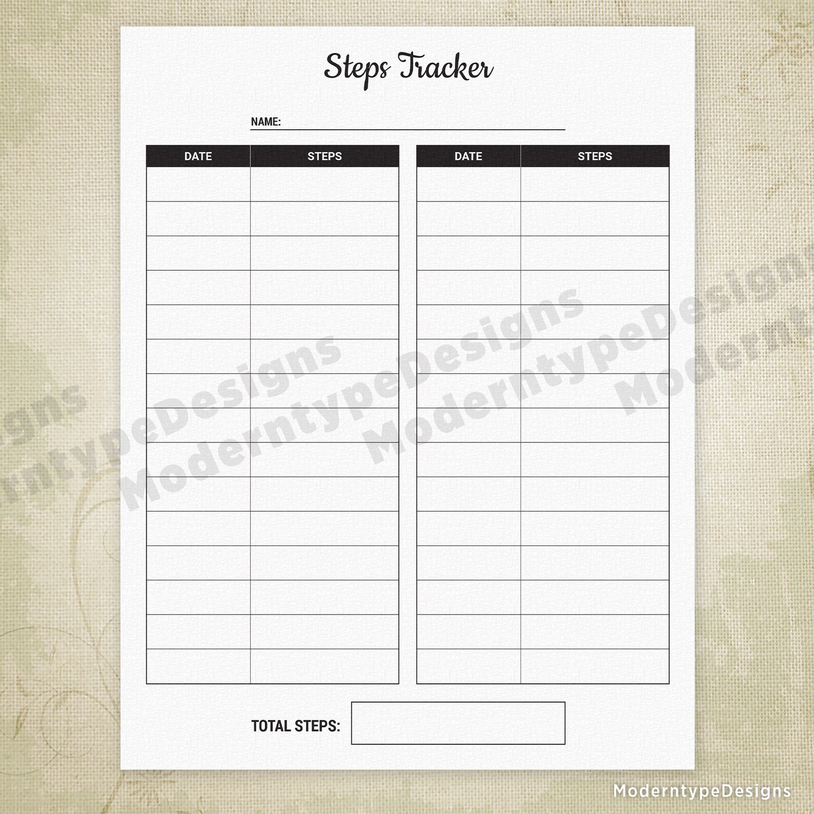 Steps Tracker Printable, Walking Log Form Contest, 30 Day Health Keeper ...