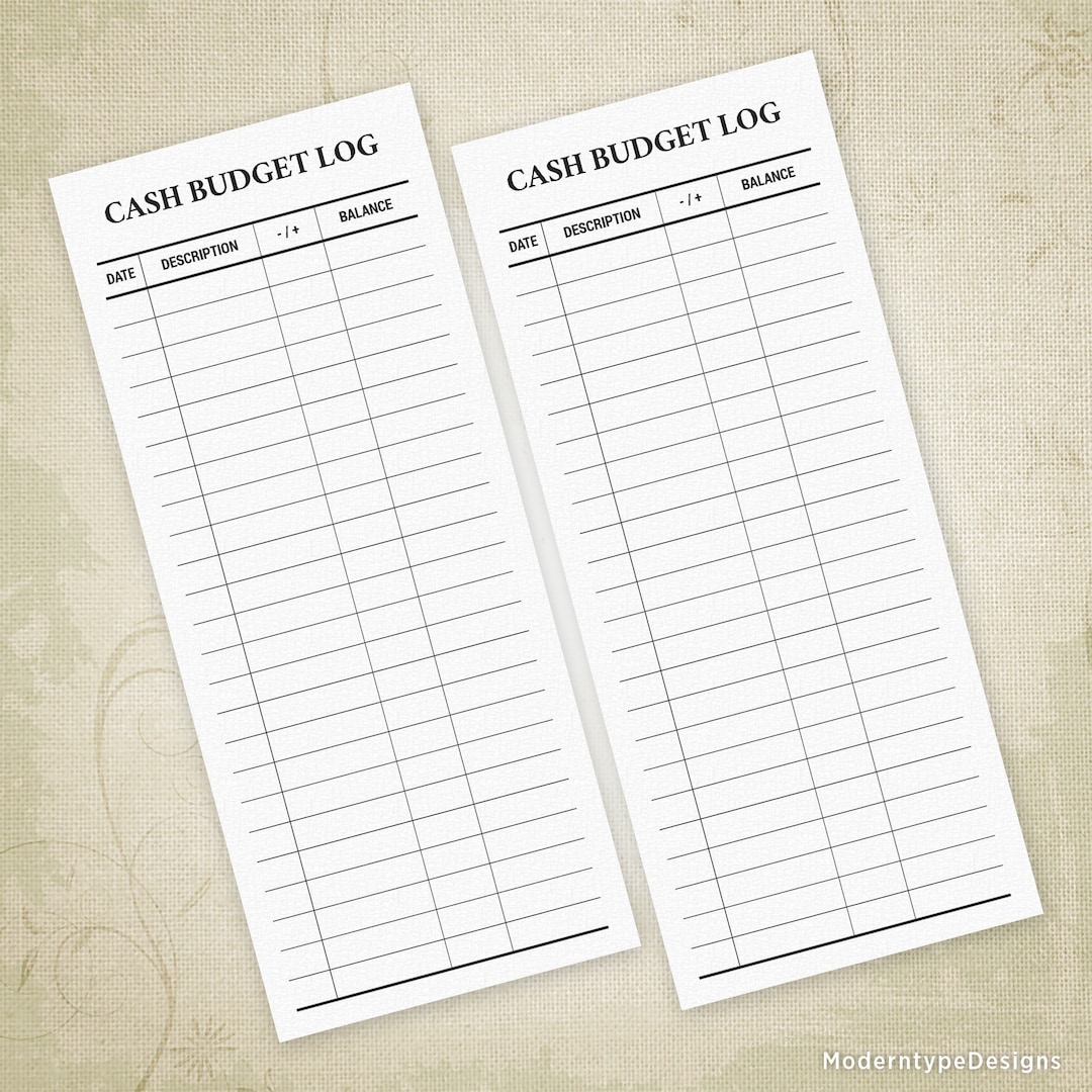 Cash Budget Log Printable, Money Records for Envelope, Daily Petty ...