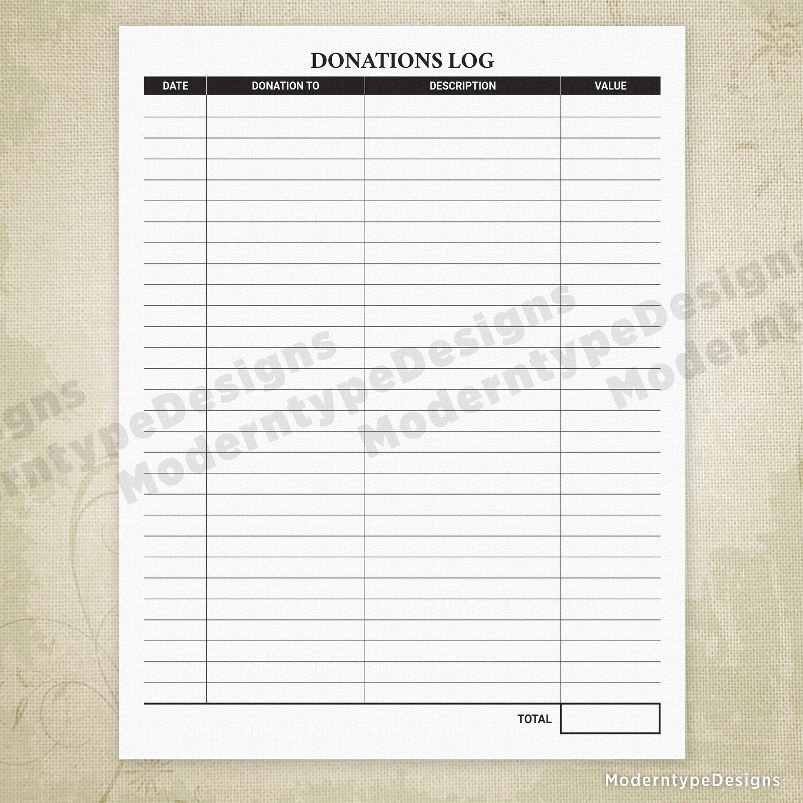 Donations Log Printable, Charity Contribution List, Gift Tracker ...