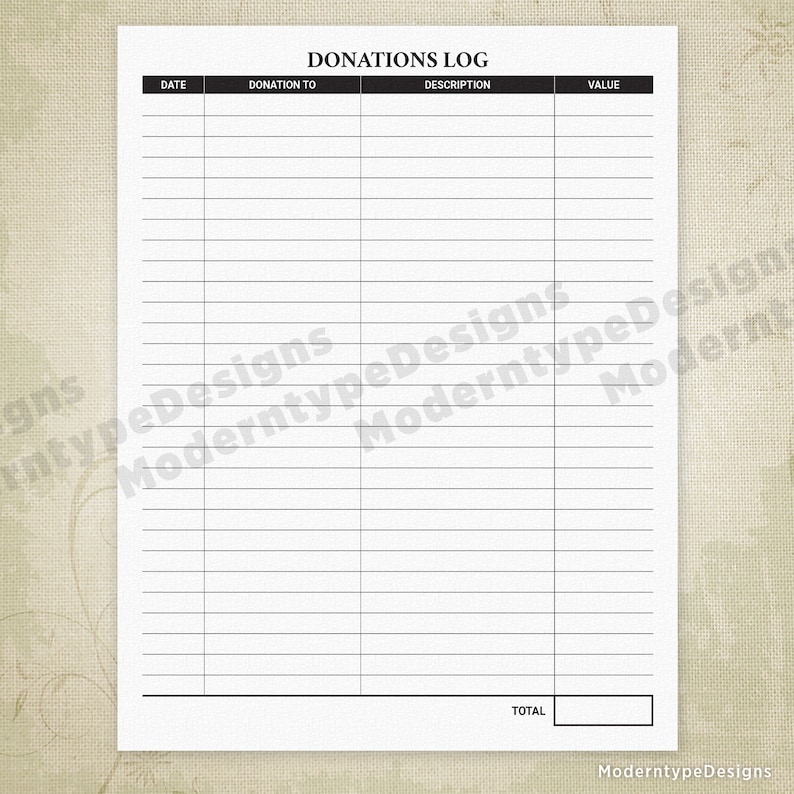 Donations Log Printable, Charity Contribution List, Gift Tracker ...