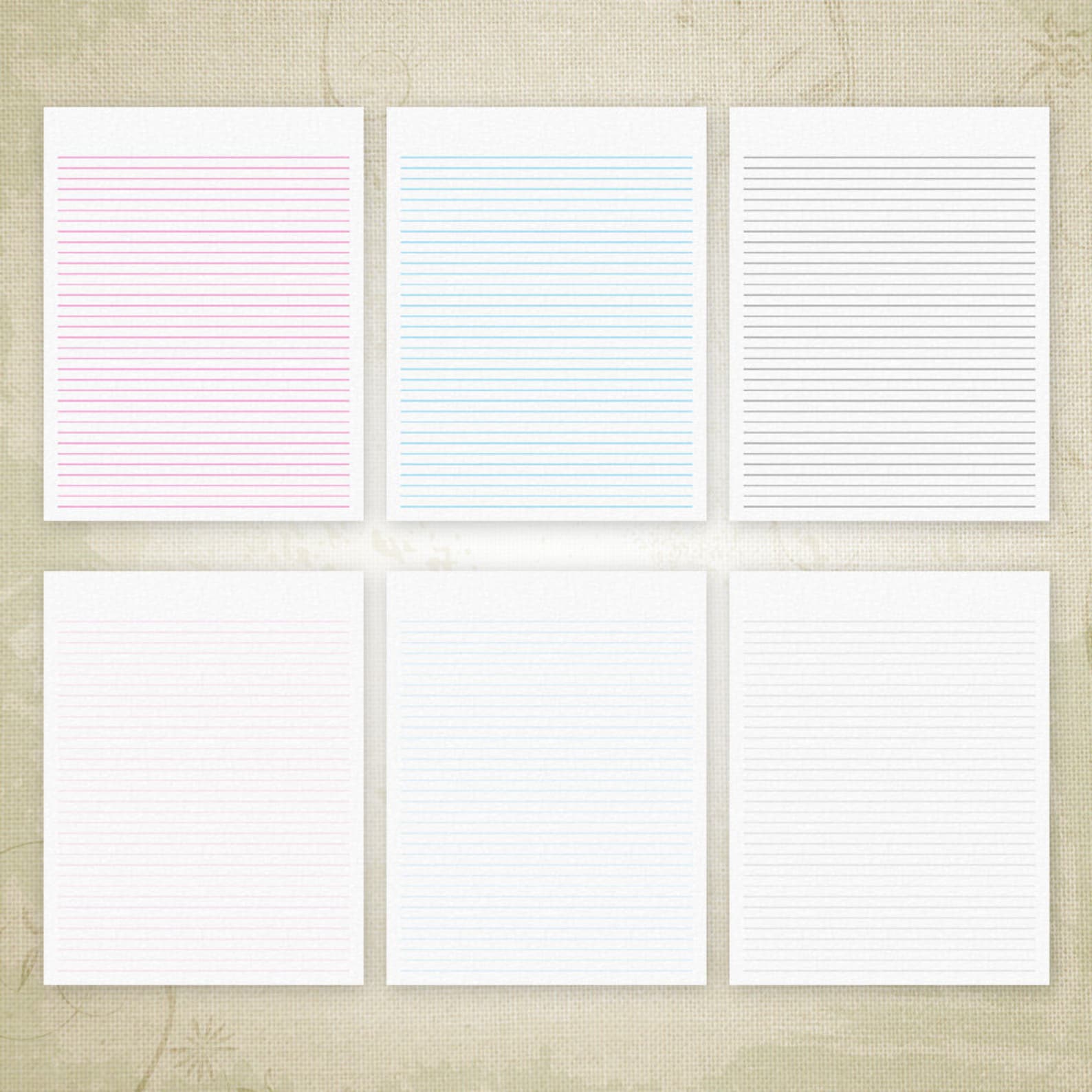 Lined Digital Paper Printable, Multi-colors Journal Inserts for Writing ...
