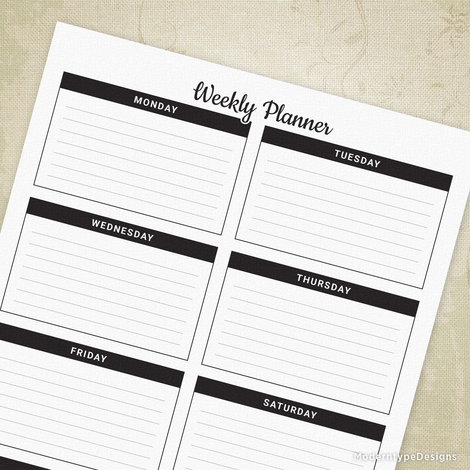 Weekly Planner Printable, Daily Tracker, Days of the Week Activities ...