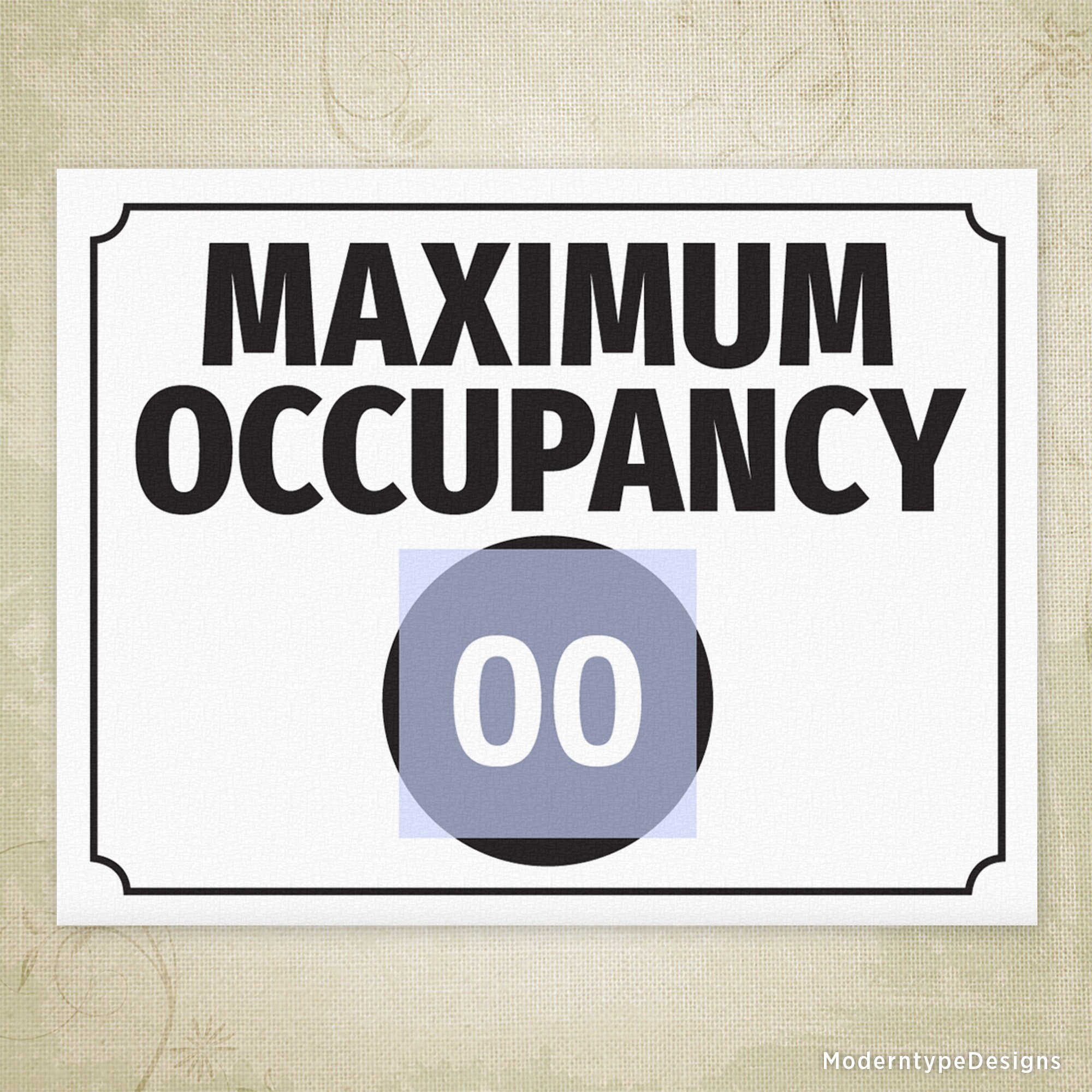 Maximum Occupancy, Printable Editable Sign, People Capacity, Guest ...