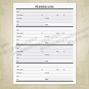 Pledge Log Printable, Gift Giving Form, Donations Log, Donate Money ...