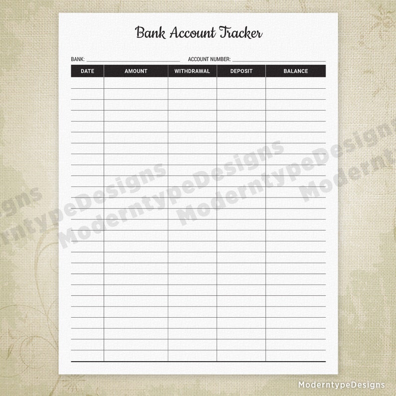 Account tracker printable template - hisgerty